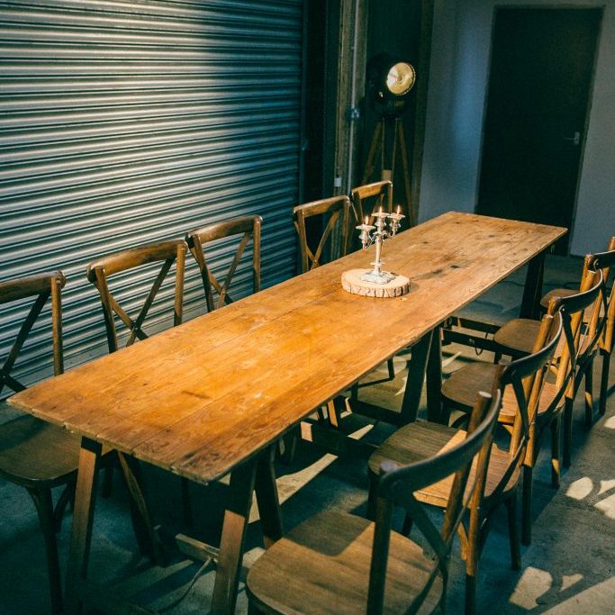 Oak French Cross Back Chairs - Rustic Hire