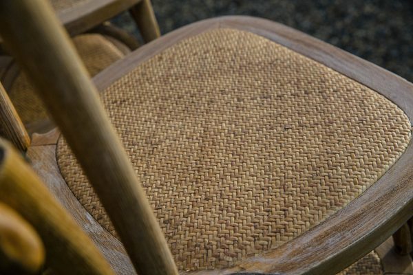 Rustic Hire - Antique Pine Rattan Cross Back Chairs