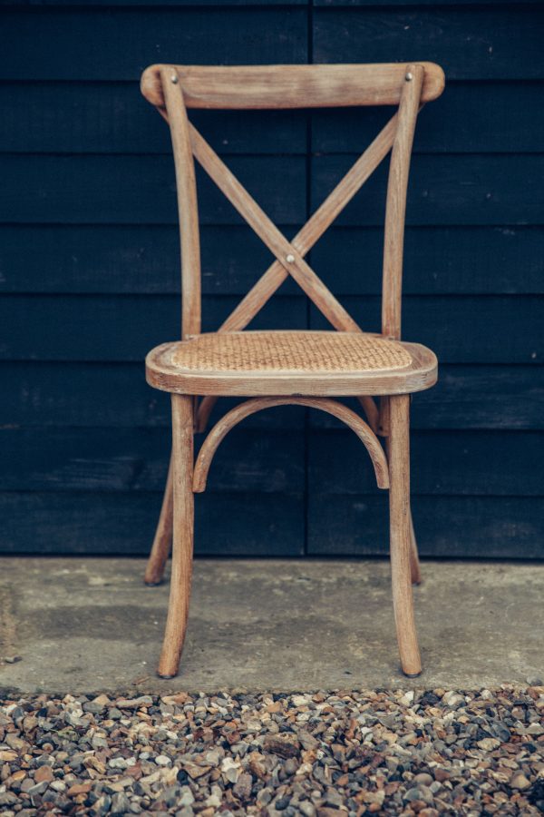 Rustic Hire - Antique Pine Rattan Cross Back Chairs
