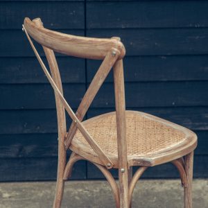 Rustic Hire - Antique Pine Rattan Cross Back Chairs