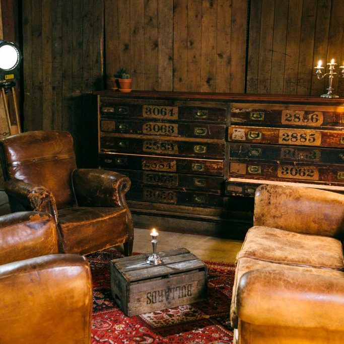 Vintage Leather Armchairs - Rustic Hire