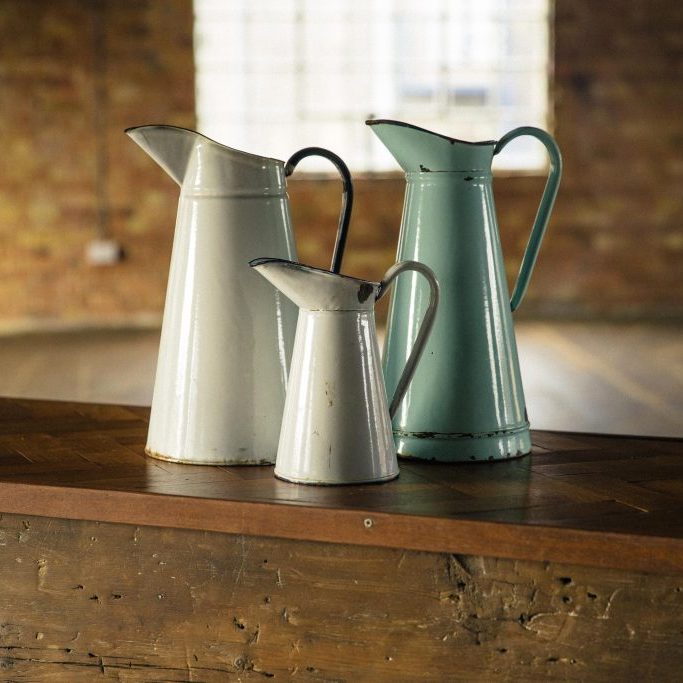 Enamel Jugs - Rustic Hire