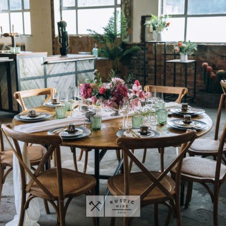 Rustic Hire - Industrial Round Table – Seats 8