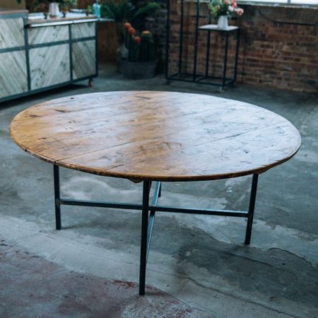Rustic Hire - Industrial Round Table – Seats 8
