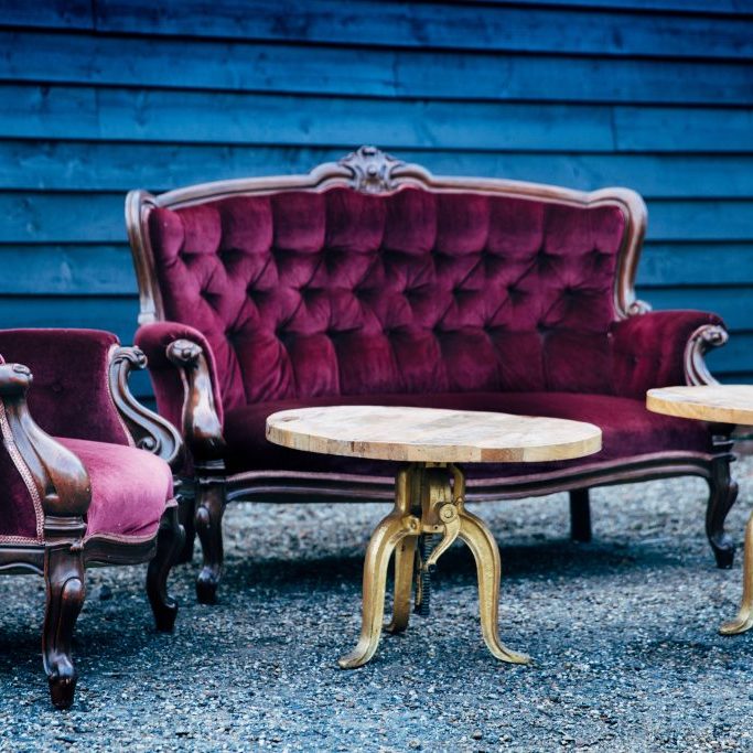 French Ruby Sofa Set - Rustic Hire