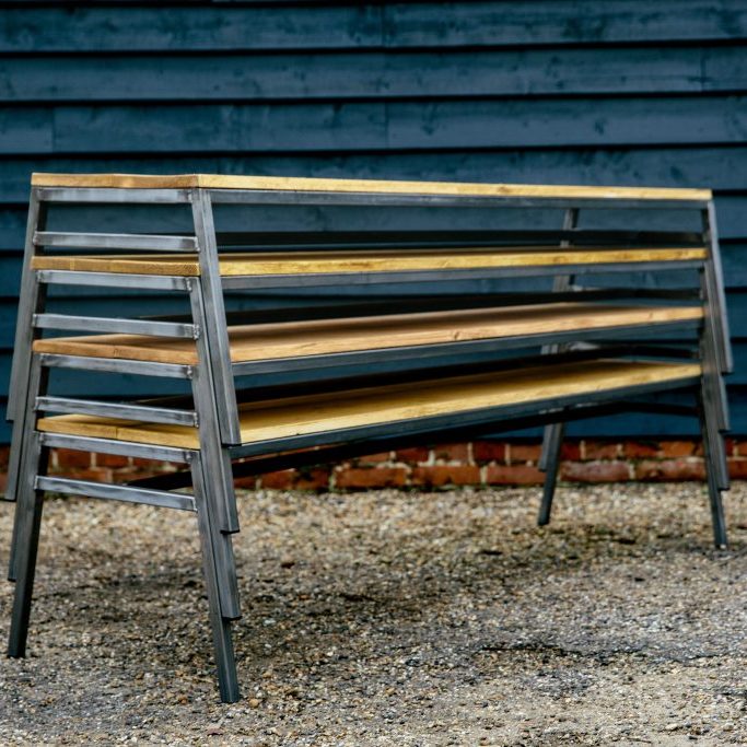 Steel Stacking Benches - Rustic Hire