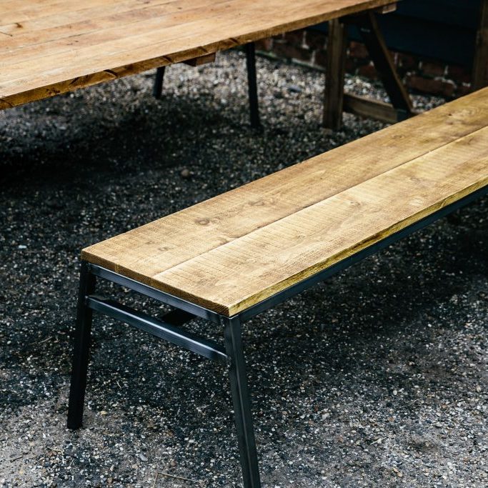 Steel Stacking Benches - Rustic Hire
