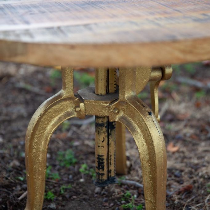 Gold Legged Coffee Table - Rustic Hire