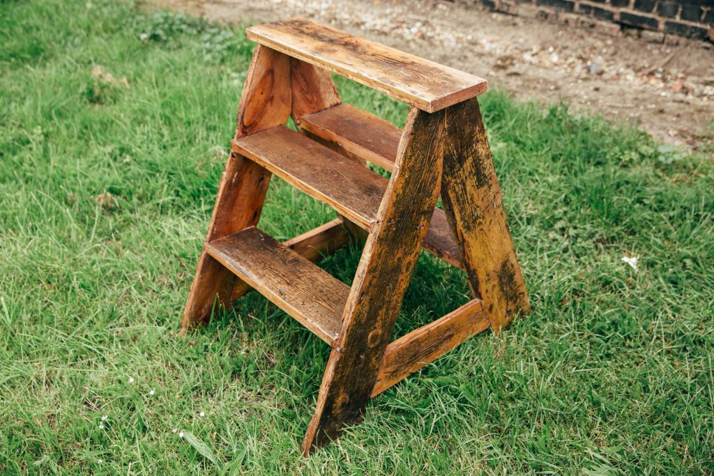 Rustic Hire - Antique Pine Display Steps
